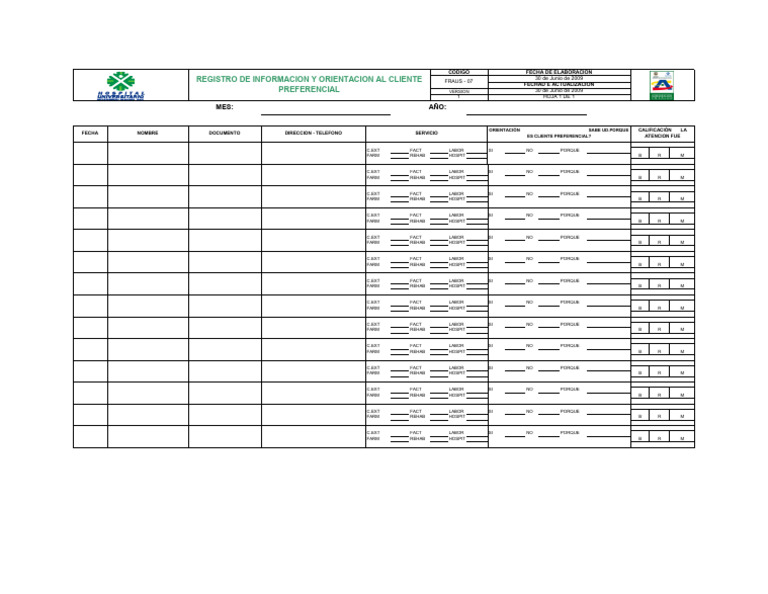 Fraus-007 Informacion y Orientacion Al Cliente Preferencial | PDF