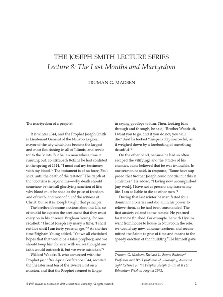 Madsen Truman JSLS8 1978-08 | PDF | Joseph Smith | Jesus