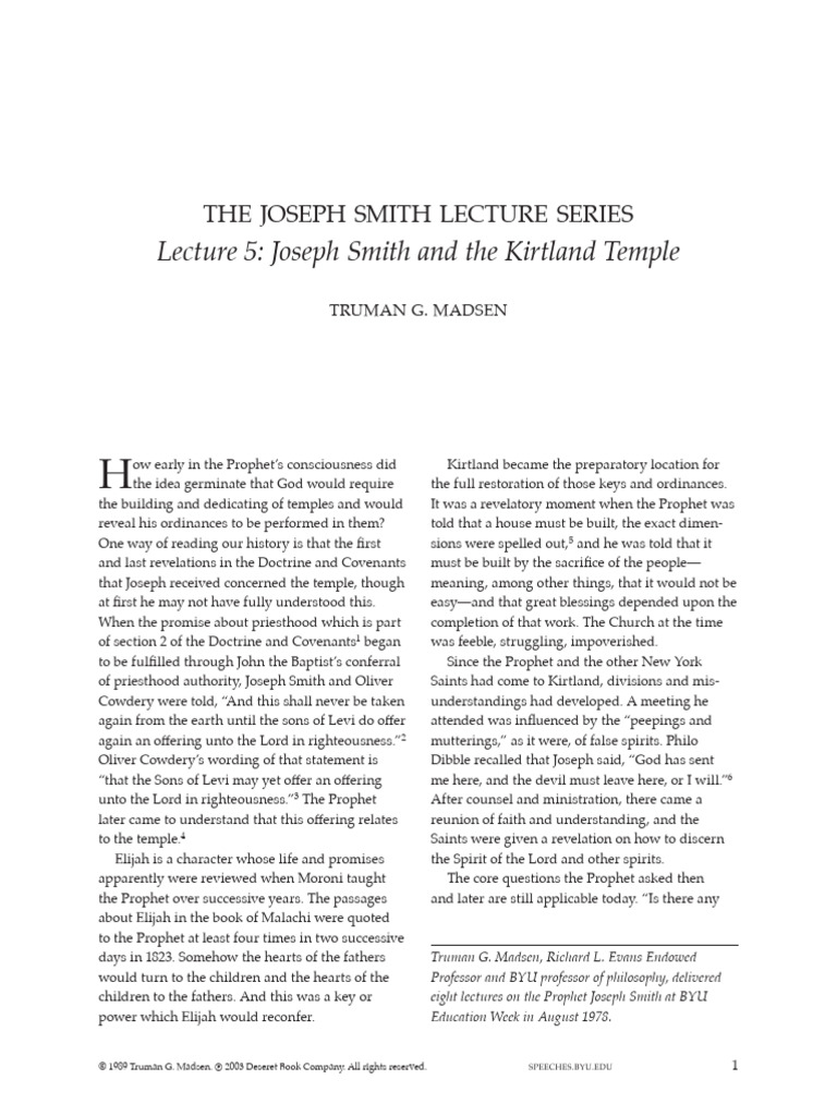 Joseph Smith & Kirtland Temple Insights | PDF | Joseph Smith | Prophet