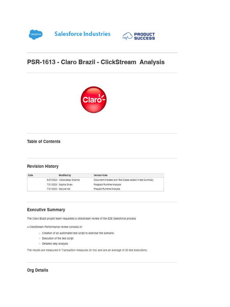 PSR-1613 - Claro Brazil - ClickStream Analysis - V1 | PDF | Computer Programming | Systems ...