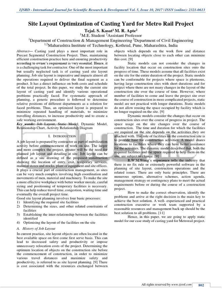 Site Layout Optimization of Casting Yard | PDF | Mathematical Optimization | Engineering