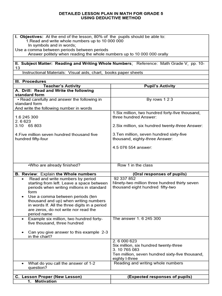 Lesson Plan | PDF | Rounding | Numbers