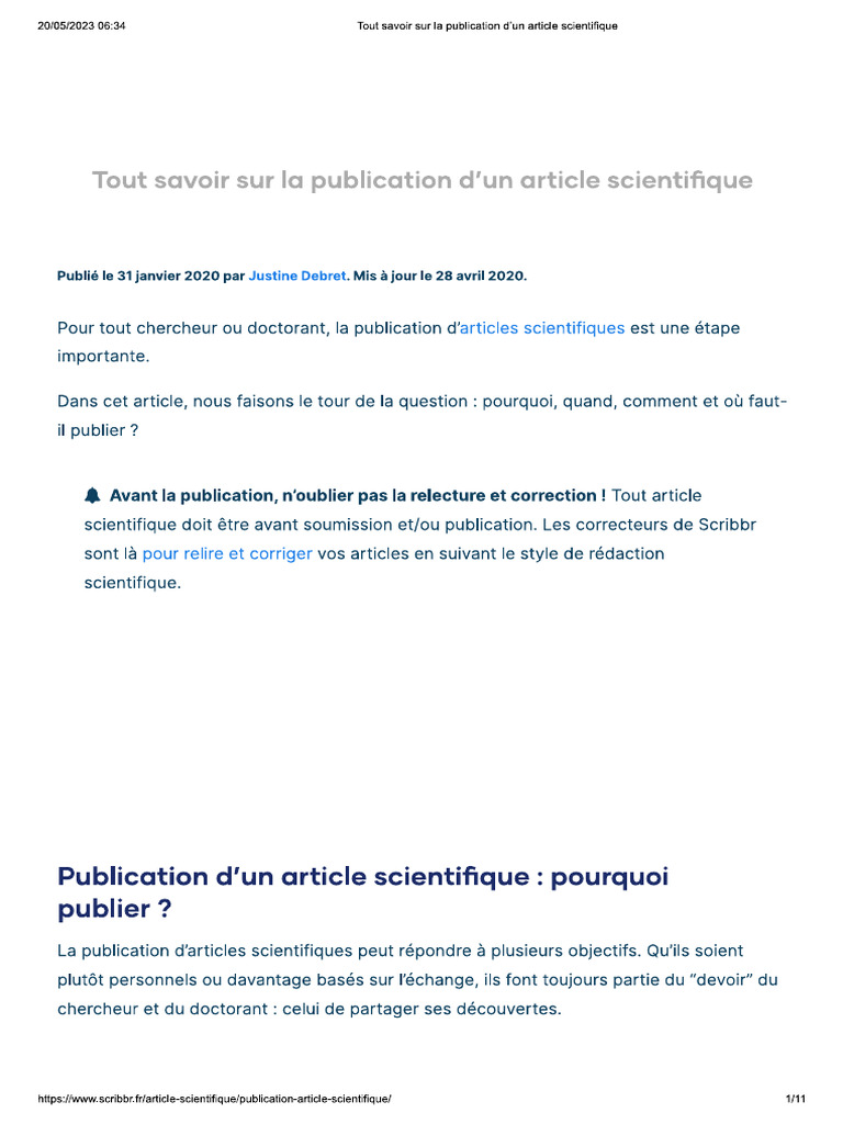 Tout Savoir Sur La Publication D'un Article Scientifique | PDF