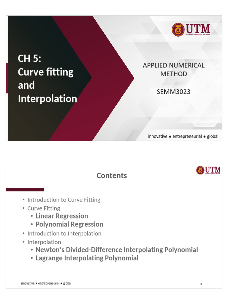 5 Curve Fitting and Interpolation | PDF | Errors And Residuals | Regression Analysis