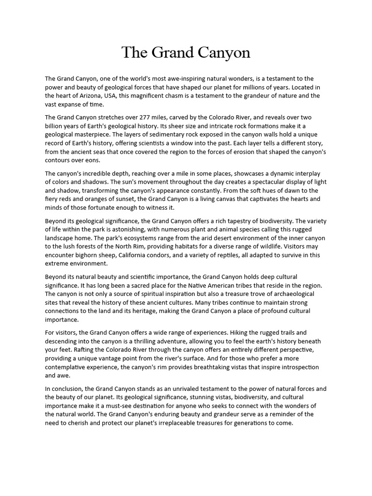 The Grand Canyon | PDF | Grand Canyon | Canyon