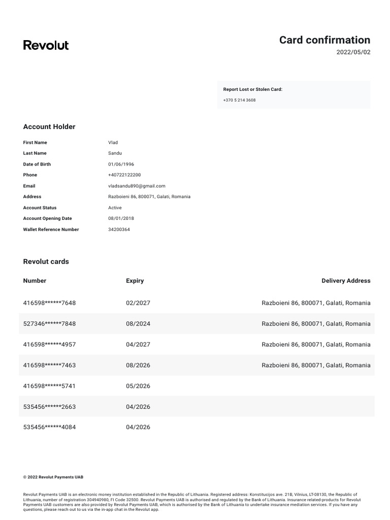 Card Confirmation | PDF | Money | Financial Services
