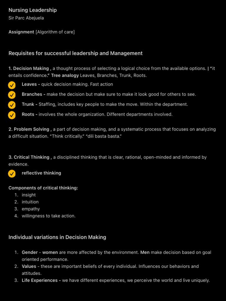 Nursing Leadership Sep. 4, 2023 | PDF | Leadership | Thought