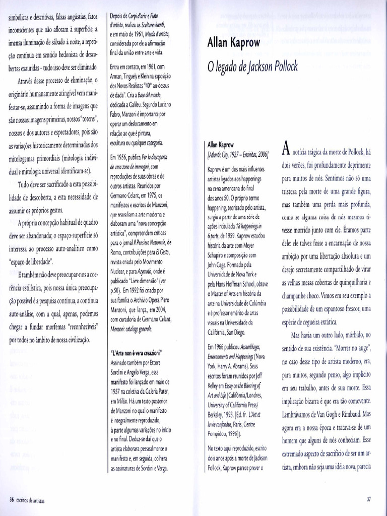 Allan Kaprow - O Legado de Jackson Pollock | PDF
