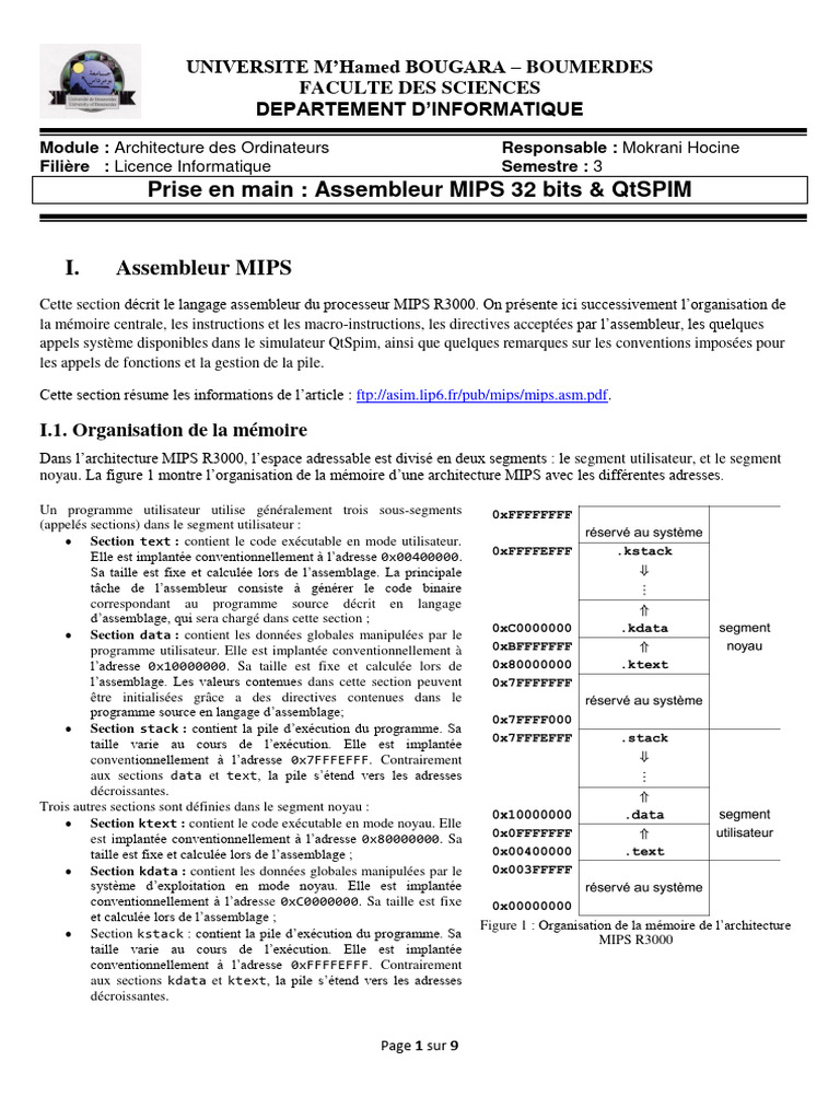 Preparation TP QT-spim MIPS Assembleur | PDF | Assembleur | Programmation