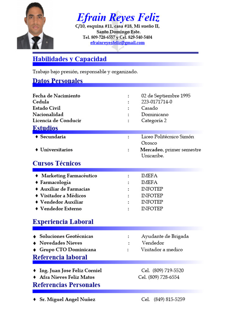 Cv. Efrain Reyes Feliz | PDF