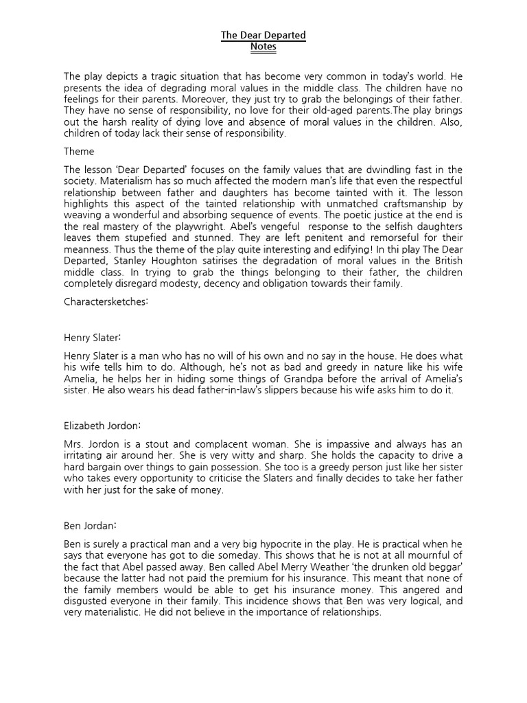 The Dear Departed Notes 3 | PDF