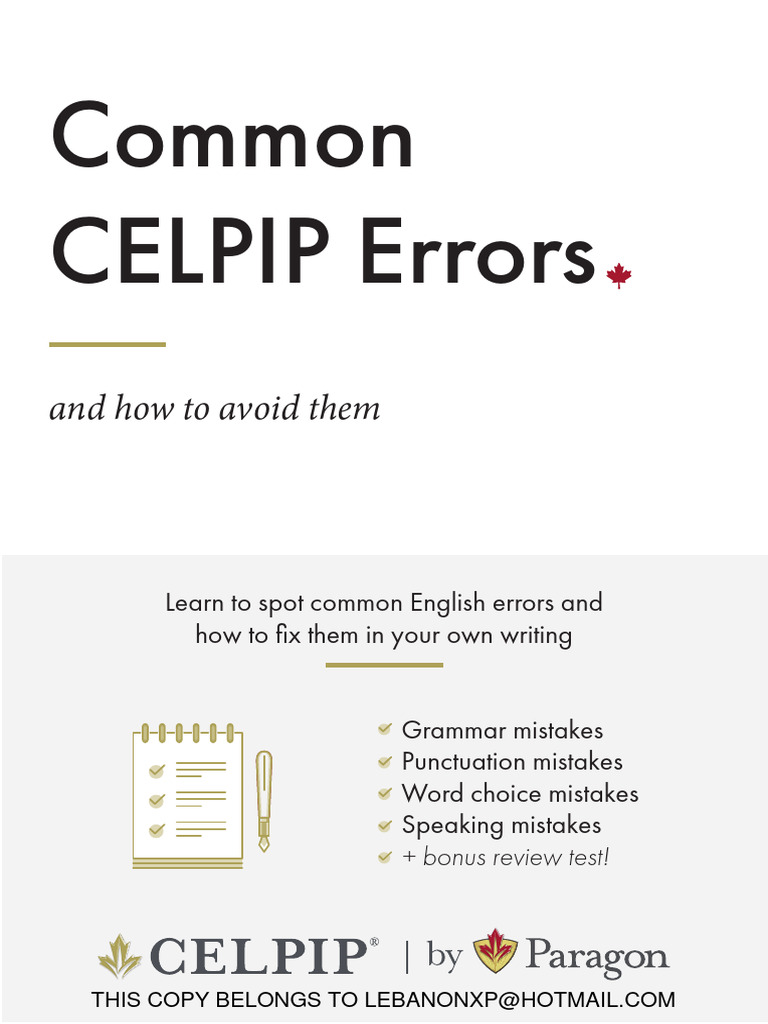Common CELPIP Errors | PDF | Adverb | English Grammar