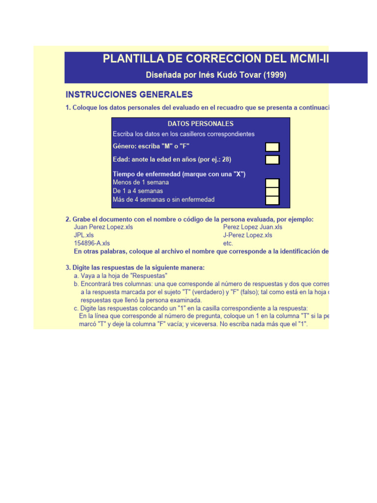 Plantilla de Respuestas Mcmi-III | PDF | Enfermedades y trastornos ...
