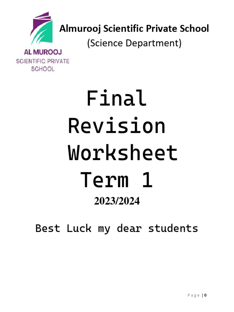 Grade 8 - Term 1 Revision Worksheet Physics | PDF Grade 8 - Term 1 Revision Worksheet Physics | PDF