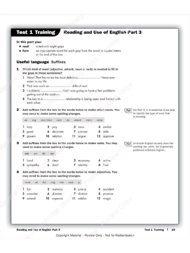 FCE Reading and Use of English Part 3 | PDF