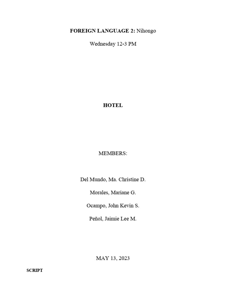 FL 2 - Hotel Script | Download Free PDF | Hotel