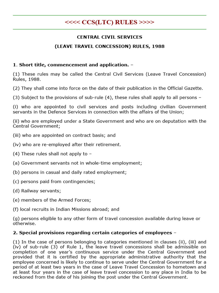 Ccs LTC Rules | PDF | Family | Wife