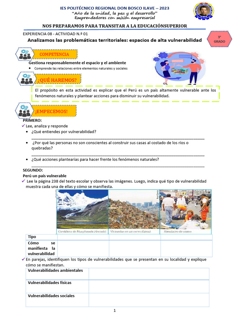 Exp8 - Act 1 - 3° CCSS | PDF