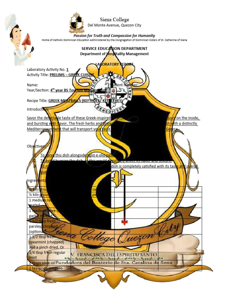 Lab Report-Greek Cuisine | PDF | Pasta | Cooking