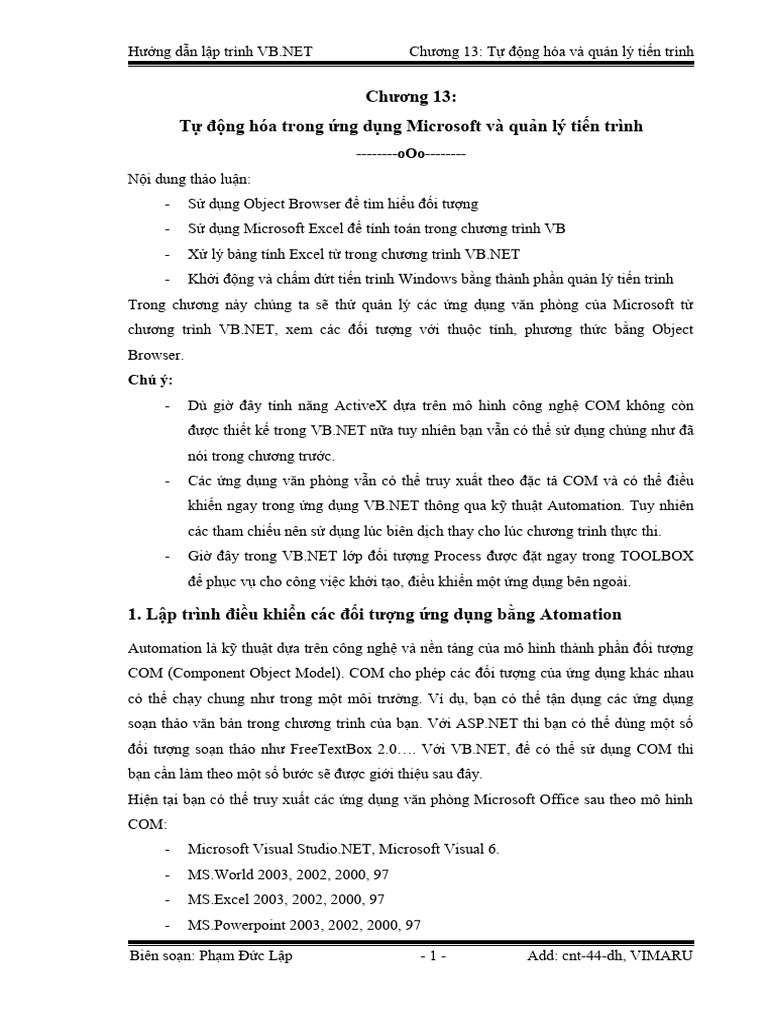 13 - Chuong 13 - Tu Dong Hoa Trong Ung Dung Microsoft Va Quan Ly Tien Trinh | PDF