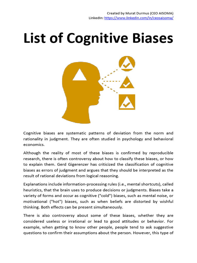 Comprehensive List of Cognitive Biases | PDF | Rationality | Thought