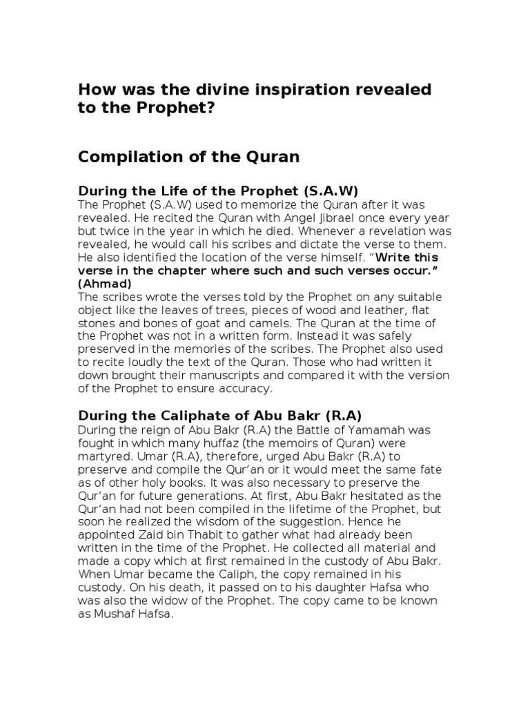 Compilation and Preservation of the Quran | PDF | Quran | Islam