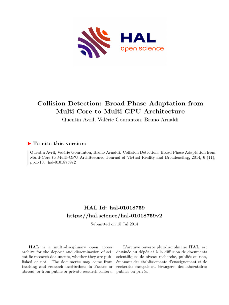 Collision Detection Pdf Graphics Processing Unit Multi Core Processor