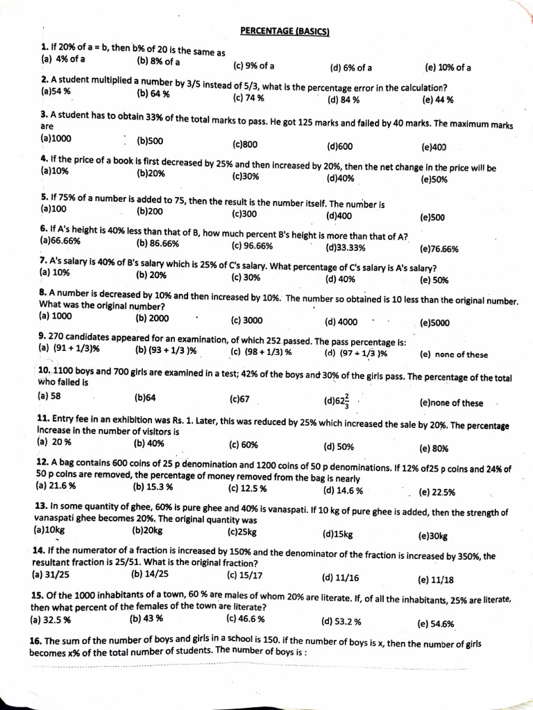Percentage | PDF | Percentage | Mathematics