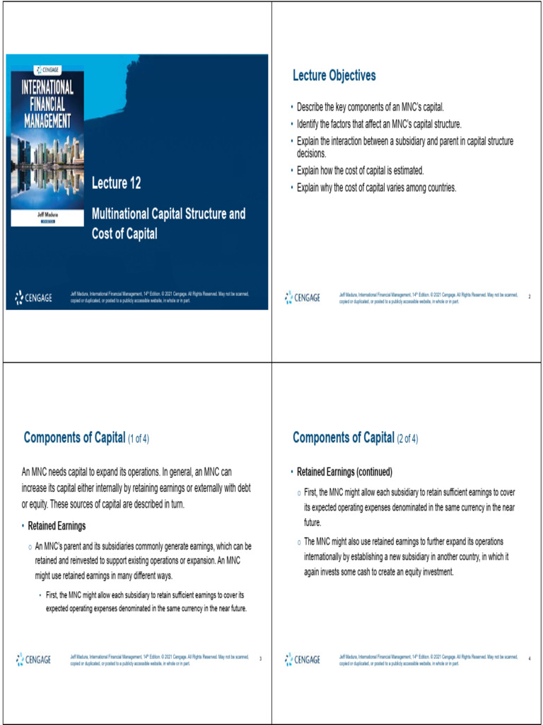 Lecture 12 - Multinational Capital Structure and Cost of Capital | PDF | Cost Of Capital ...