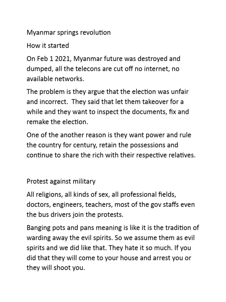 Myanmar Springs Revolution | PDF