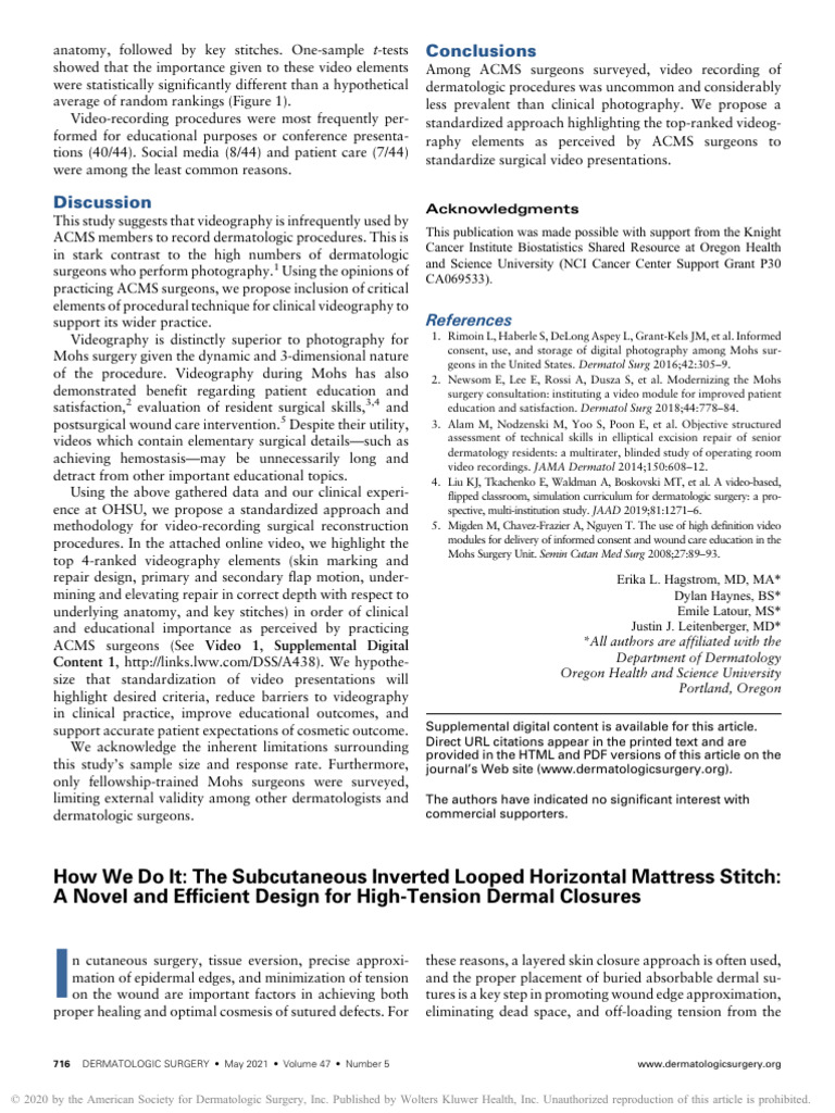 The Subcutaneous Inverted Looped Horizontal Mattress Stitch A Novel and ...