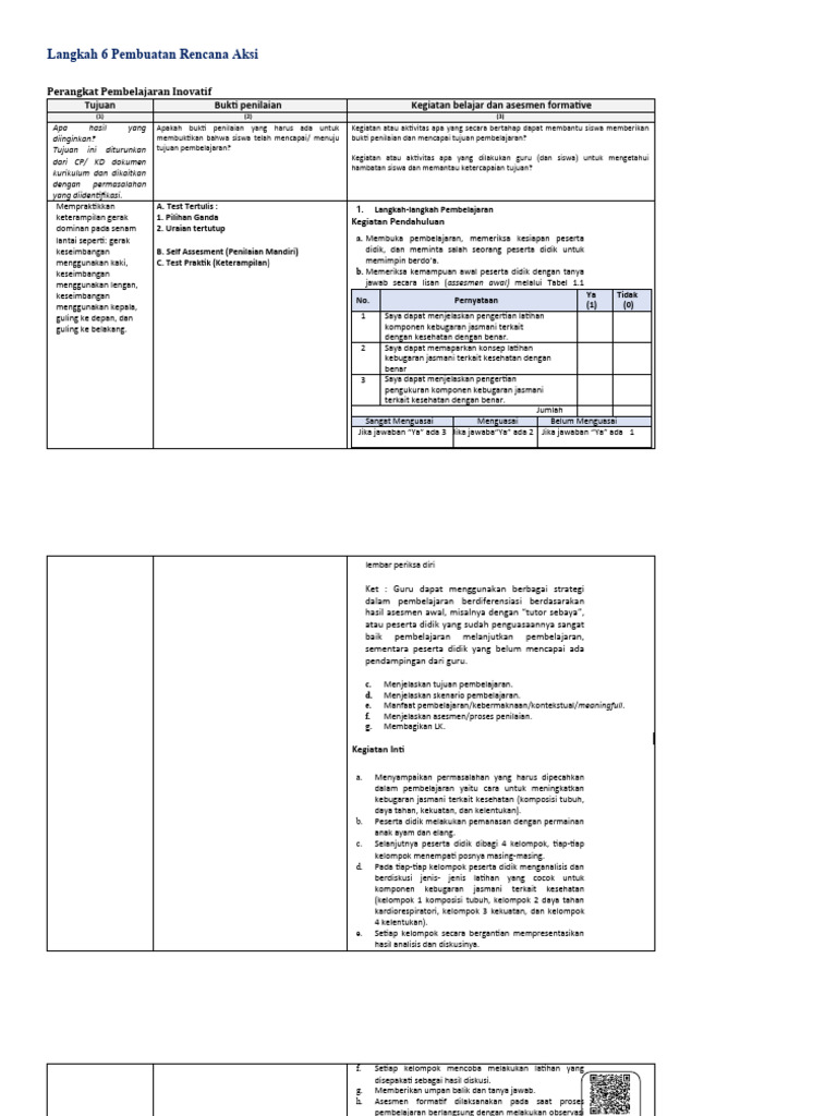 LK 2.3 Langkah 6 Pembuatan Rencana Aksi ESTU | PDF