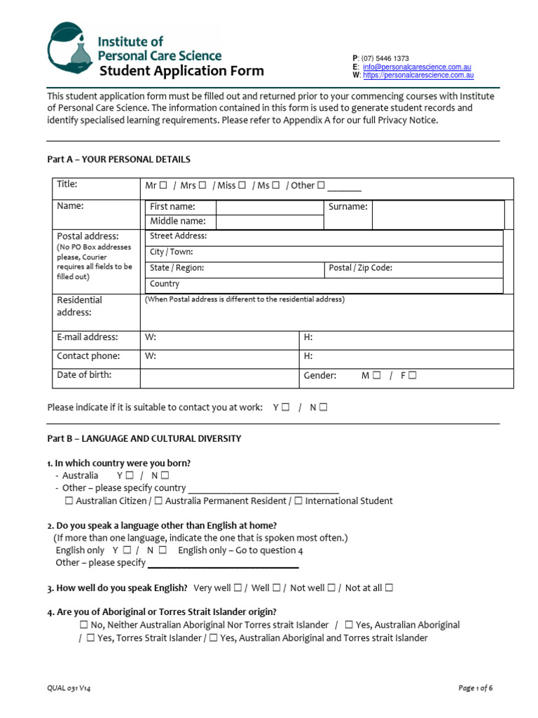 Student Application Form - PDF Format IPCSv14 | PDF | Academic Certificate | Academic Degree