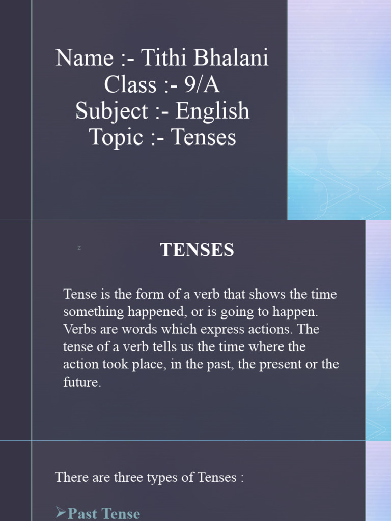 Tithi 9a English | PDF | Grammatical Tense | Linguistics