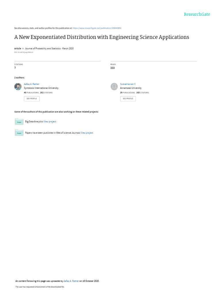 A New Exponentiated Distribution With Engineering Science Applications | PDF | Akaike ...
