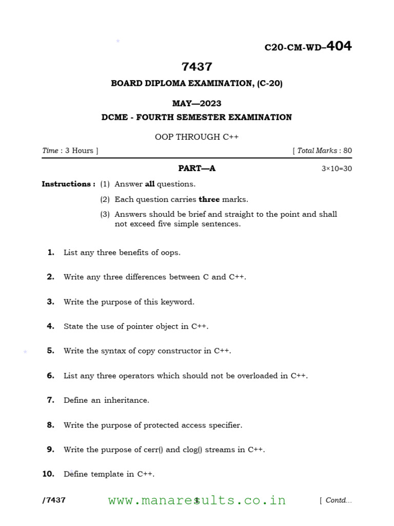 C++ OOP Concepts and Programming Exam | PDF | C++ | Class (Computer Programming)