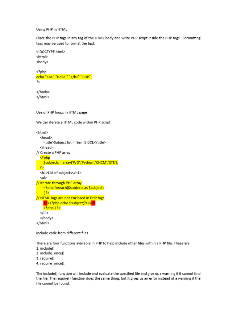 PHP HTML | PDF | Php | Html Element PHP HTML | PDF | Php | Html Element