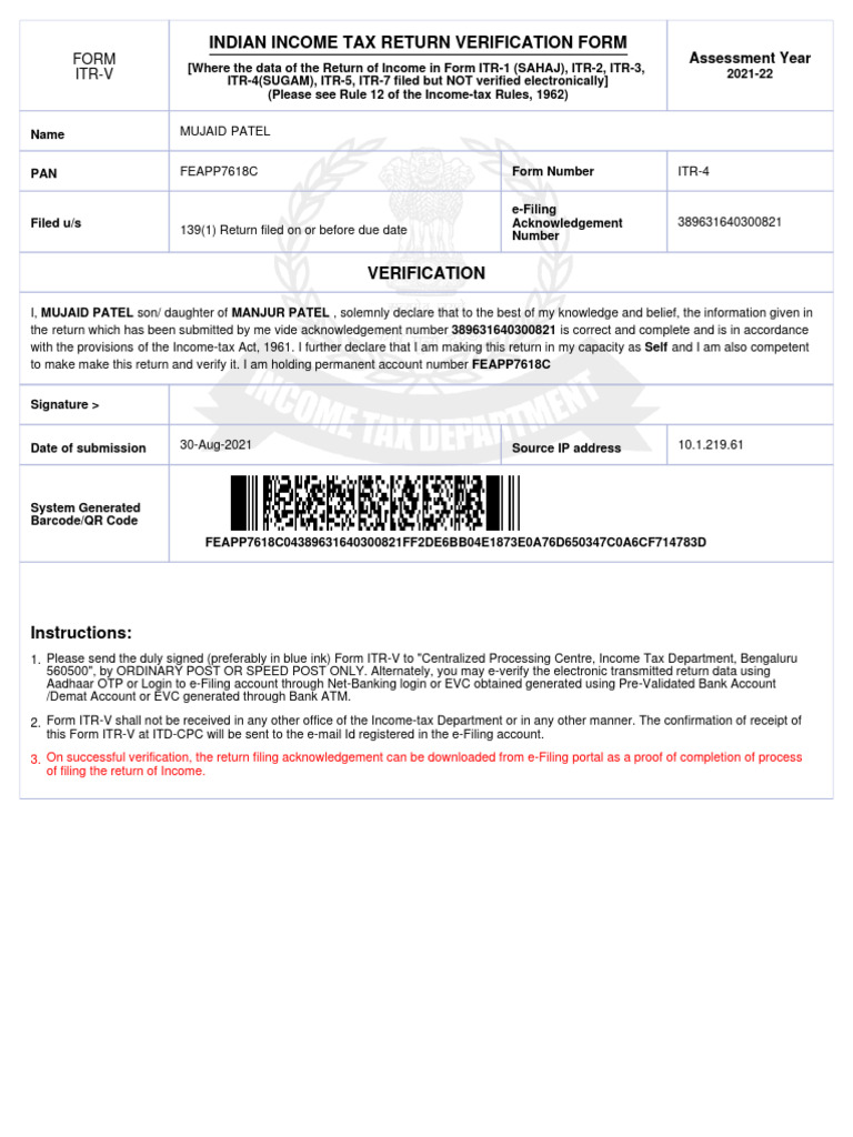 Income Tax Return | Download Free PDF | Taxation | Government Finances