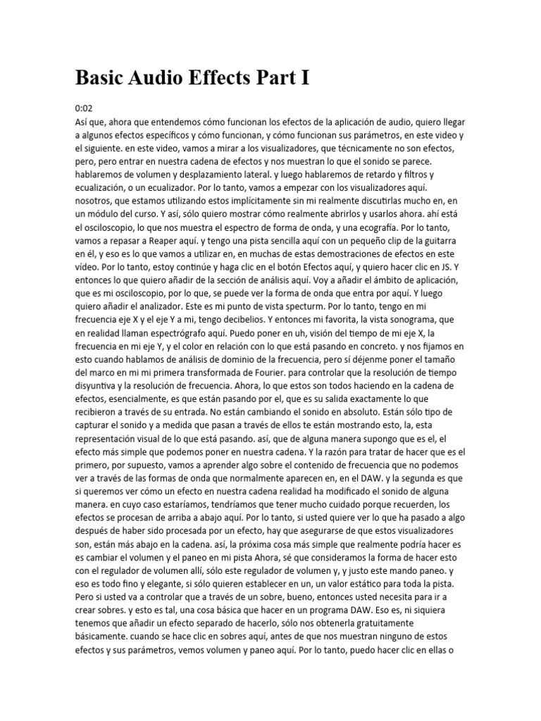 5 Basic Audio Effects Part I | PDF | Filtro electronico | Sonido
