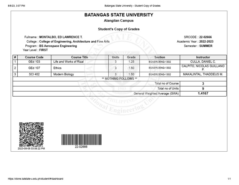 Student Portal - Grades | PDF