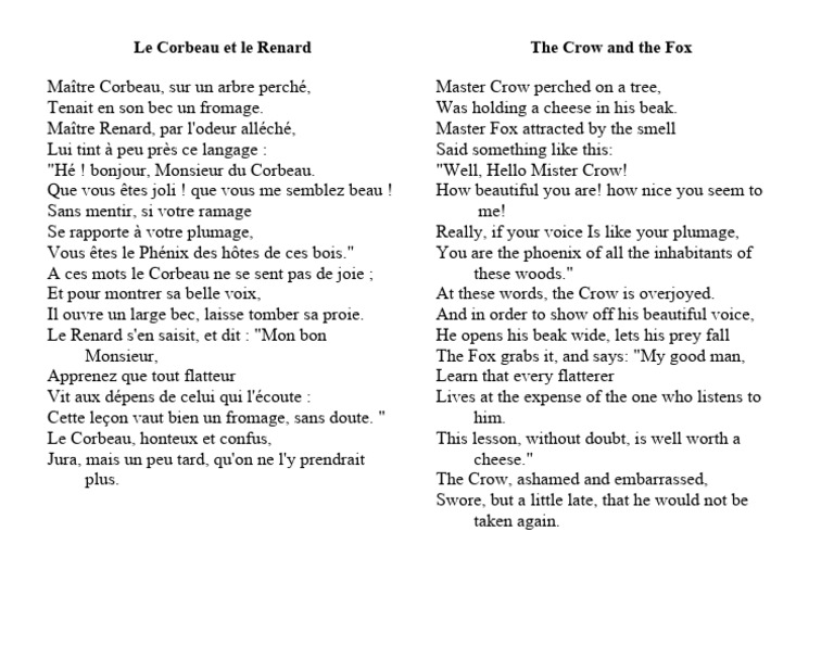Le Corbeau Et Le Renard | PDF