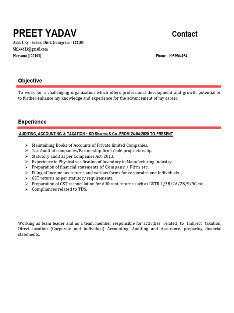 Preet Draft Resume | Download Free PDF | Accounting | Audit