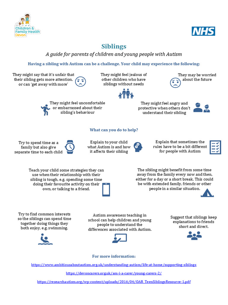 1 Minute Guide Siblings Final | PDF | Sibling | Autism Spectrum