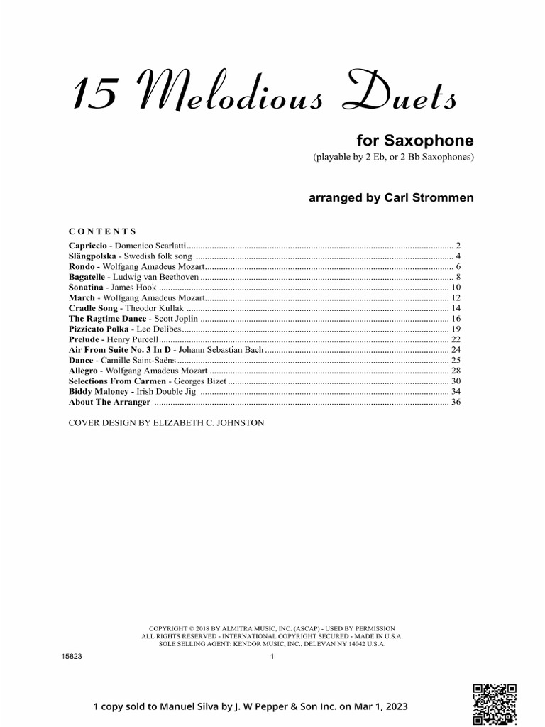 15 Melodious Duets-Woodwind Ensemble | PDF