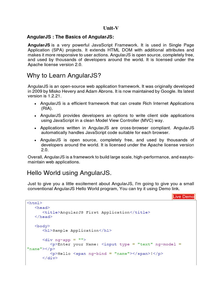 UNIT 5 - Ost | PDF | Angular Js | Model–View–Controller