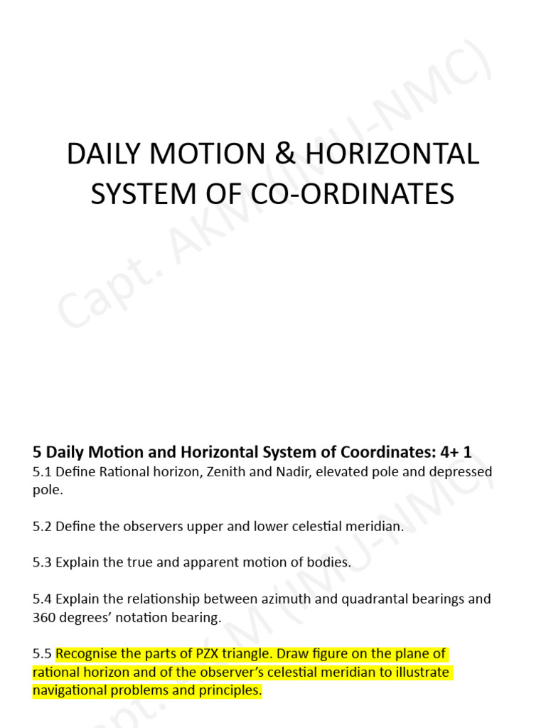 Unit-5 Daily Motion & Horizontal System of Co-Ordinates-1 | Download ...