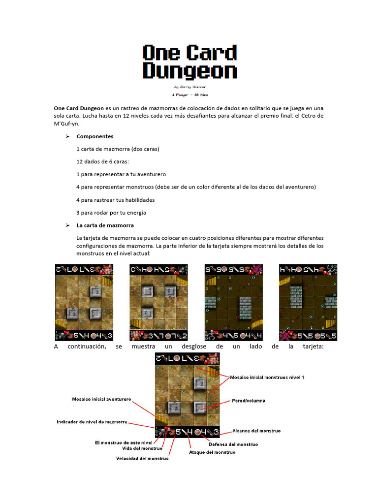One Card Dungeon: Guía de Juego | PDF | Velocidad