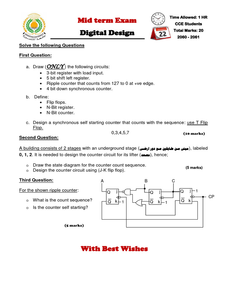 Digital Design Exam Questions | PDF
