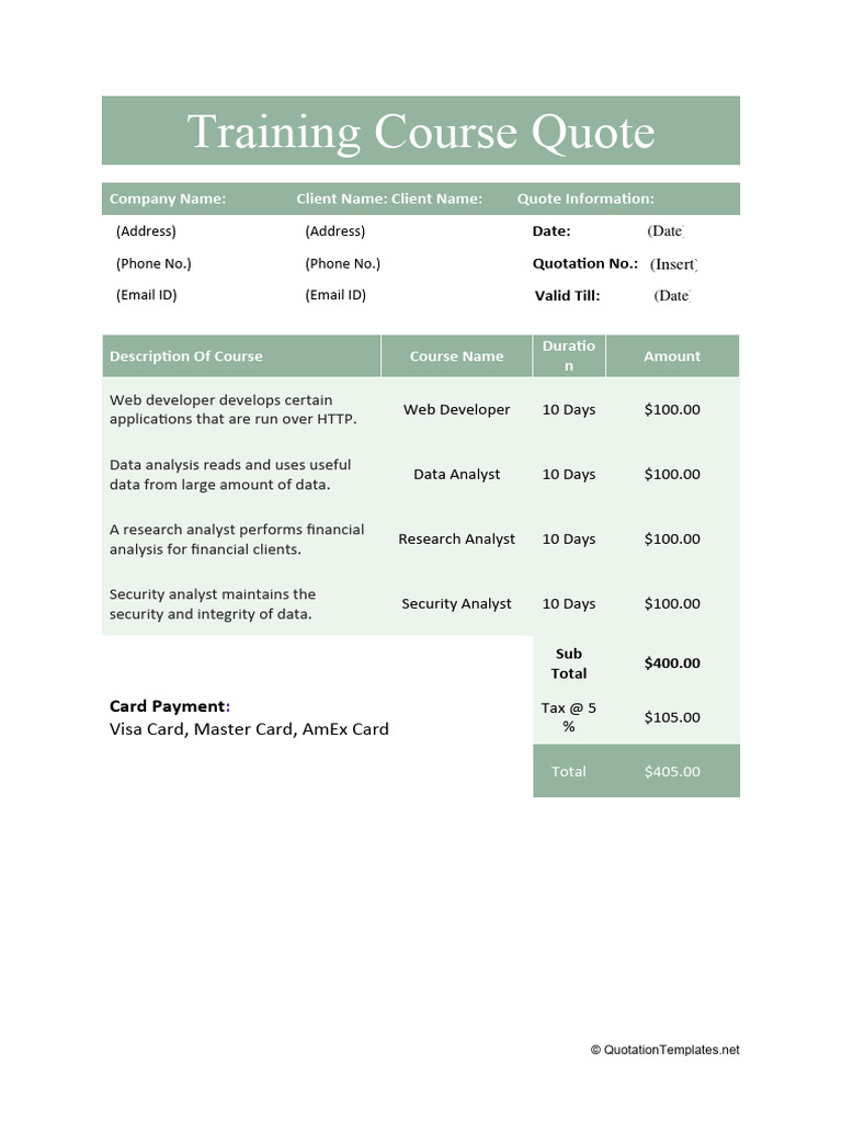 SEO-Optimized Training Course Quote | PDF