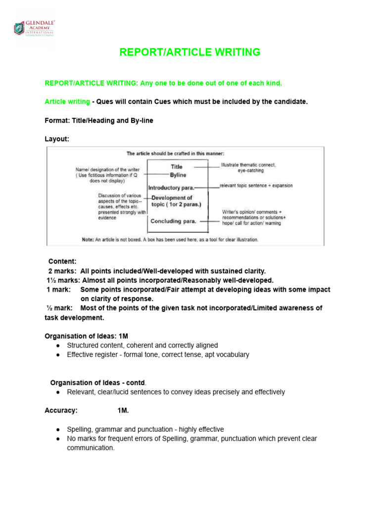 REPORT - ARTICLE WRITING - GR XII - '23-'24 | PDF | Human Communication